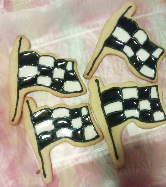 One Dozen Decorated Checkered Flag Cookies on Luulla