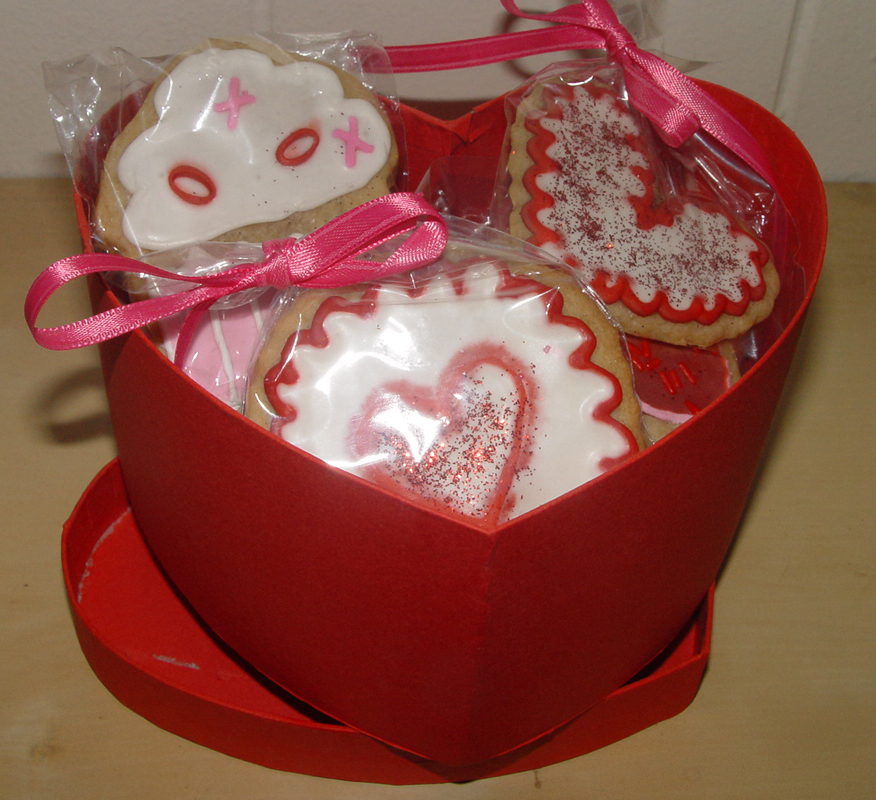 Heart Shaped Box Of Assorted Valentine's Day Themed Decorated Cookies ...